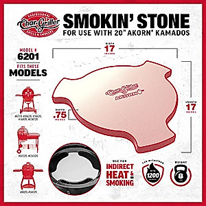 Char-Griller 6201 AKORN Smokin Ceramic Smoking Stone, 15”L x 15”W x 1”H, Ivory