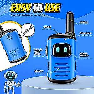 Kids Walkie Talkies Toys for Boys: comedyfun Mini Robots Walkies Talkies 2 Pack Christmas Birthday Gifts for 3 4 5 6 Year Old Boys Toys for 3 4 5 6-8 Year Old Boy Camping Hiking Outdoor Games