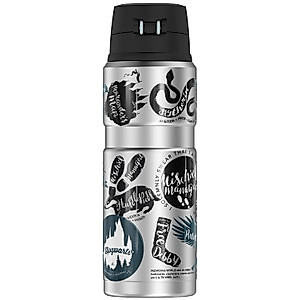 Harry Potter Hogwarts Stamp Collage THERMOS STAINLESS KING Stainless Steel Drink Bottle, Vacuum insulated & Double Wall, 24oz