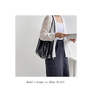 Ulisty Women Patent Leather Bag Soft Tote Bag Casual Shoulder Bag Fashion Handbag brown