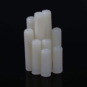 M8 / 8mm White Nylon Slotted Head Set Screws Flat Point Grub Screws Nylon (20Pcs, M8 x 20 mm)