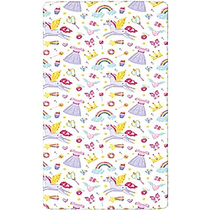 Rainbow Themed Fitted Crib Sheet,Standard Crib Mattress Fitted Sheet Soft and Breathable Bed Sheets-Great for Boy or Girl Room or Nursery,28“ x52“,Multicolor