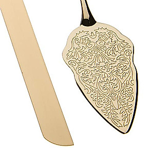 Ella Celebration Cake Knife & Server Set, Wedding, Anniversary, Vintage Party Supplies Dessert Gift Set (Elegant Light Gold)