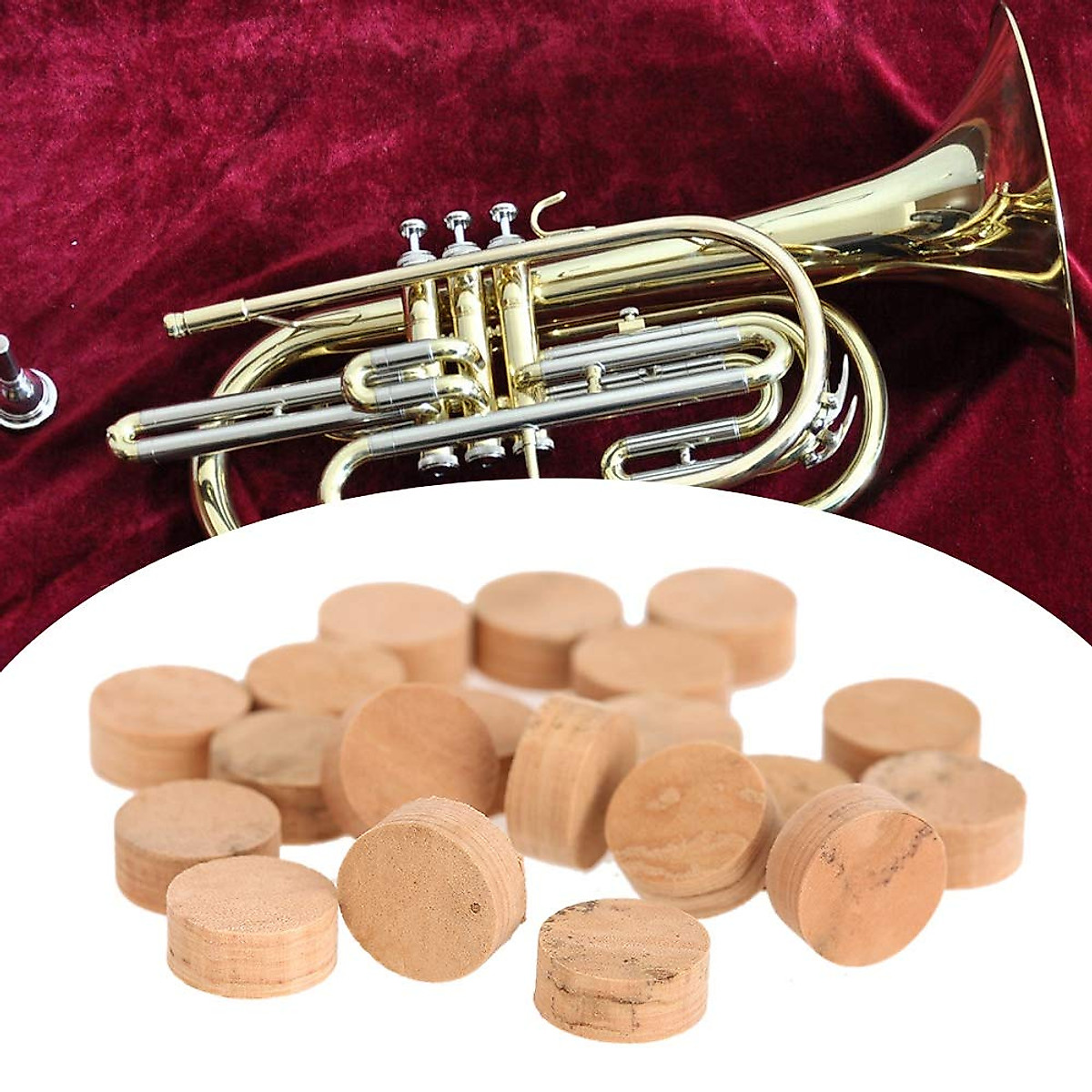 Trumpet Trombone Repairing Cork Pads,20Pcs 9.5mm Trumpet Water Key Spit Value Cork Replacement Accessory Part