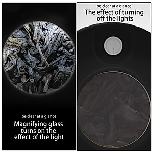 Storage Jar with Herb Grinder Led Light up, Herb Containers with 8x Magnifying Viewing Jar Portable, Storage and Grinding in One Keep Herbs Dry and Fresh (Black)