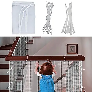 LiXiongBao Child Safety Net Kids Stairs Safety Railing & Banister Guard Baby Thick Hard Mesh Netting Protection Rail Balcony Stair Fence Baby Fence Stairwell Net Decoration (10ft x 2.5ft)