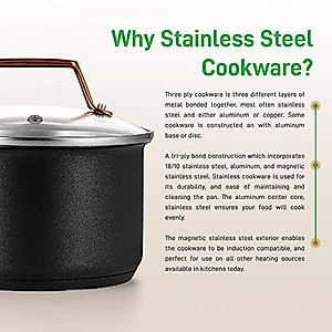 NutriChef 11 Pcs. Stylish Kitchen Set w/Modern Cookware Design Non-Stick Kitchenware Pots & Pans, Small & Medium Skillet Fry Pans w/Golden Handles, NCONYX