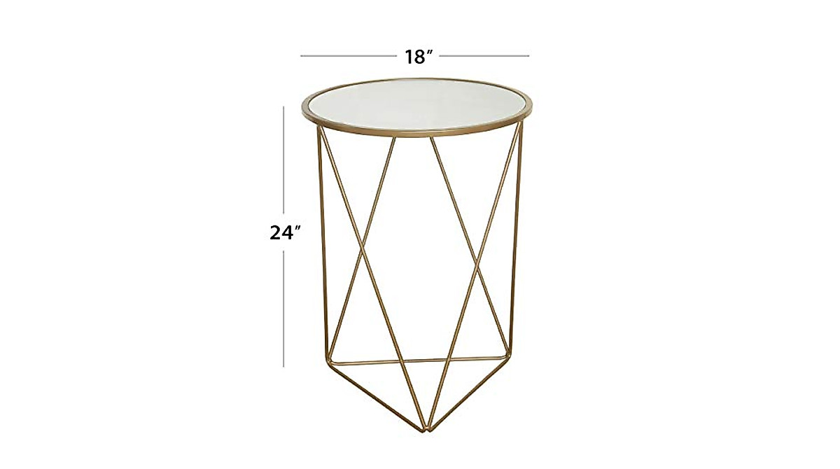 Stylish Gold Accent Table with Mirror Top & Triangle Base