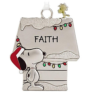 Hallmark Faith Peanuts Snoopy and Woodstock Charmers Metal Christmas Ornament