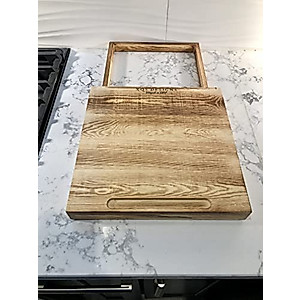 Kitchen Countertop Wooden Caddy Slider Tray | Solid Wood Tray and Frame | Smooth Rolling Wheels | Useful for Coffee Maker/Stand Mixer/Blender (13" X 13", Lightly Scorched)