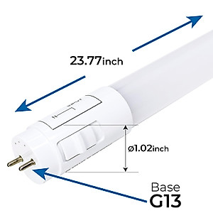 LED ATOMANT 4 Pack 3CCT 2FT LED T8 Type B Light Tube 9W 1100 Lumens, 2700K/4000K/5000K Selectable, Ballast Bypass, Double Ended Connection, Frosted Cover