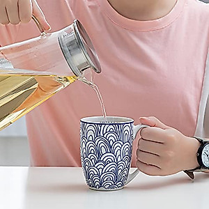 vancasso Porcelain Coffee Mug Set, Takaki 300 ml/10.6 Ounce Coffee Tea Cup Set of 4, for Cappuccino/Latte/Tea, Blue