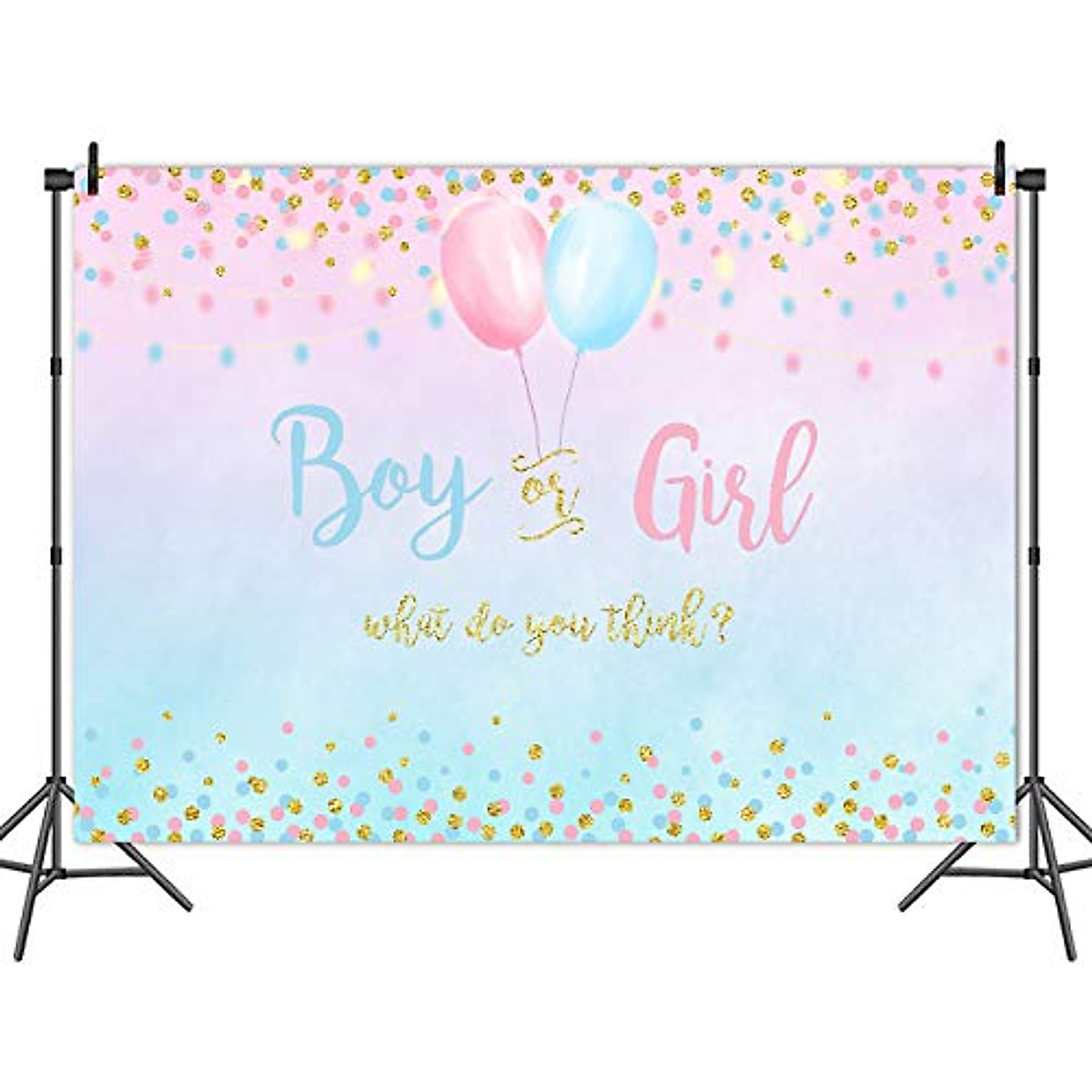 Mocsicka Boy or Girl Gender Reveal Decoration, Blue or Pink Dots Balloon Party Backdrop, Gender Reveal Banner Supplies (5x3ft (60x36 inch))