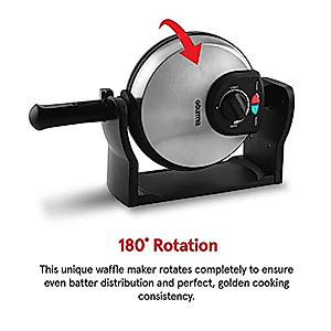 Gourmia GWM448 Rotating Waffle Maker - 180° Rotation - Variable browning control - Indicator lights - Easy to clean - Stainless steel