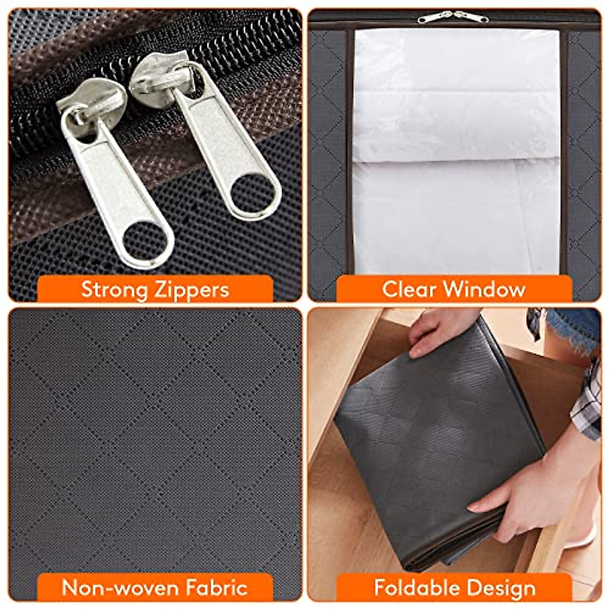 Lifewit 8 Pack 35L Clothes Storage Bag, Bundle with 4 Pack 90L Clothes Storage Bag Organizer, Grey