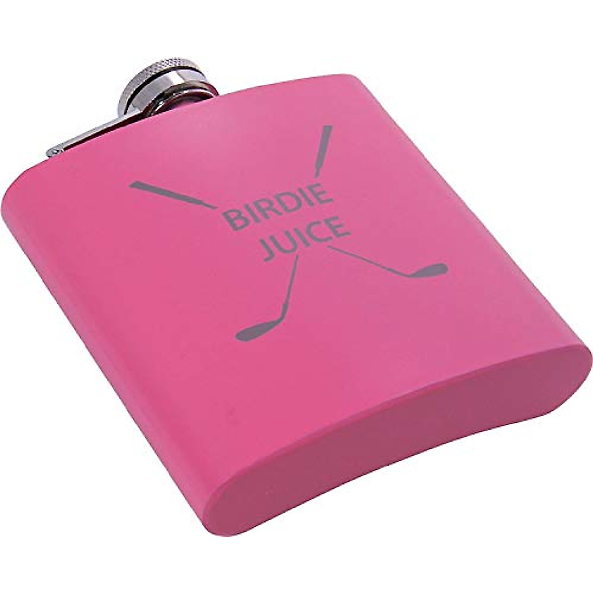 Birdie Juice Flask, Funnel, Shot Glasses, and Gift Box - Golfing Birdie Juice Hip Stainless Steel Metal Matte 6-Ounce Golf Bag Flask (Pink)