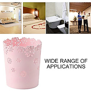 Eioflia Round Trash Can Plastic Hollow Waste Paper Bin Flower Lace Rubbish Basket for Office
