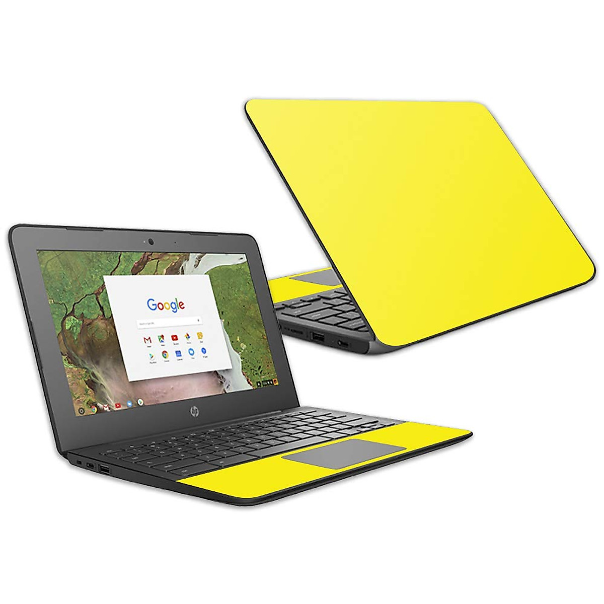 MightySkins Skin Compatible with HP Chromebook 11 G6 11.6" (2018) - Solid Yellow | Protective, Durable, and Unique Vinyl Decal wrap Cover | Easy to Apply, Remove, and Change Styles | Made in The USA