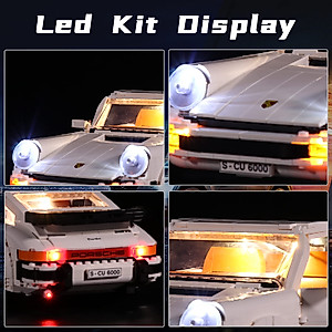 Bourvill LED Lights Kit for Lego Porsche 911 (10295) - Lights Set Compatible with Lego 10295 Set -Classic Version (Lights Kit without Model)