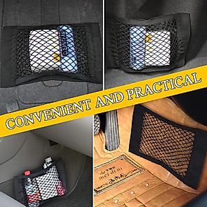 2 Pack Universal Mesh Cargo Net Car Storage Net, Universal Mesh Cargo Net for Car Trunk Storage, Wall Sticker Organizer Pouch Bag Storage, Mesh Organizers Fit for Cars, SUVs, Trucks(15.75 * 9.84 Inch)