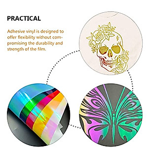 VILLCASE 5 Rolls Vinyl Lettering Film Vinyls Color Changing Vinyl Holographic Vinyl Glass Vinyl Film Transfer Tape for Vinyl Adhesive Vinyl White Vinyl Transfer Paper Five Colors The Pet