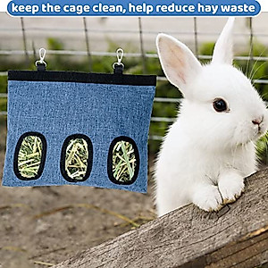 Rabbit Hay Feeder, Guinea Pig Bunny Hay Feeder Bag, Hanging 600D Oxford Fabric Storage Hay Feeder Bag for Rabbit Guinea Pig Chinchilla Small Animal Pets (Blue)