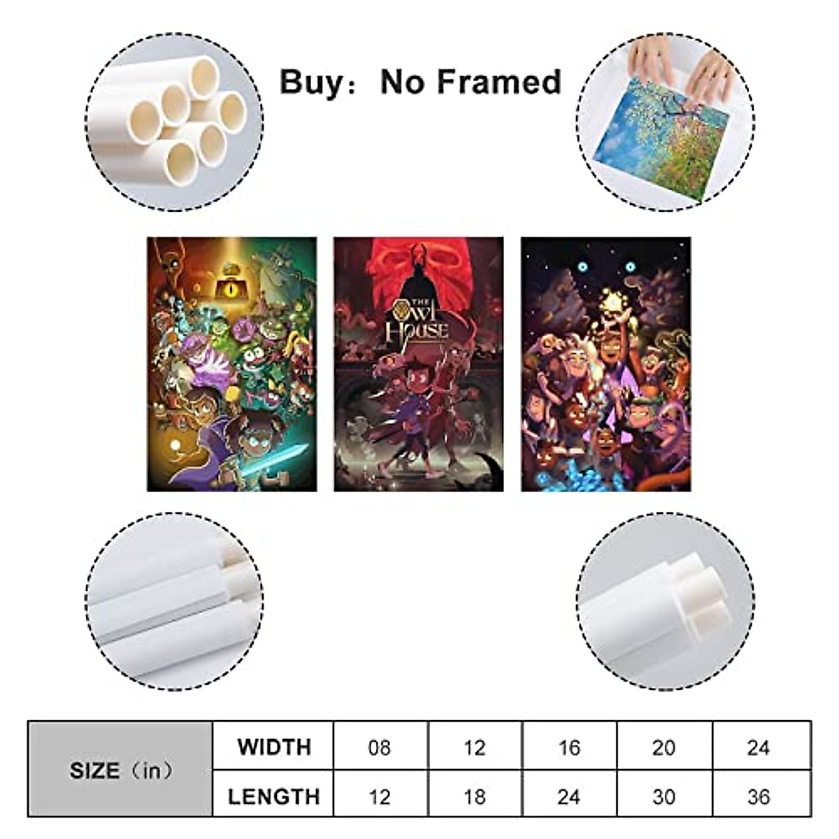 The Owl House Set of 3 Anime Poster 90s Canvas Wall Art Room Aesthetic Decor Posters 12x18inch(30x45cm)-3pcs