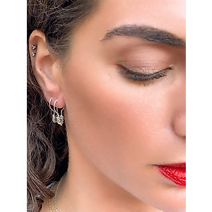 Monte Christo Diamond Safety Pin Hoop Earring | Single Earring | Handmade Gold Hoop Earrings | Jewelry Gift For Women | Hoop Earrings, Safety Pin Earrings, Charm Earrings | Made In The USA | Yellow Gold