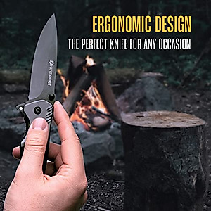 Hayvenhurst Tactical - Folding Knife - EDC Knife - Pocket Knife For Men With Pointed Stainless Steel Blade and Aluminium Handle - Everyday Carry Knife With Pocketclip, Bottle Opener