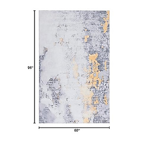 SAFAVIEH Tacoma Collection Area Rug - 5' x 8', Grey & Gold, Modern Abstract Design, Non-Shedding & Easy Care, Machine Washable Ideal for High Traffic Areas in Living Room, Bedroom (TAC803F)