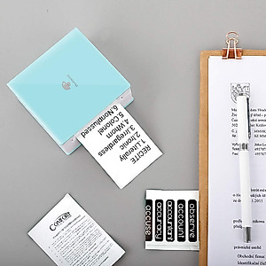 Phomemo M02 Pocket Printer- Mini Bluetooth Thermal Printer with 3 Rolls White Sticker Paper, Compatible with iOS + Android for Learning Assistance, Study Notes, Journal, Fun, Work