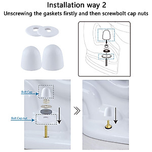 Hibbent 6 Packs Universal Toilet Bolt Caps, Toilet Push-On Bolt Caps Covers with Extra Washers for White/Almond Color Finish - 1.44 inch/ 1.1 inch/ 0.85 inch Height
