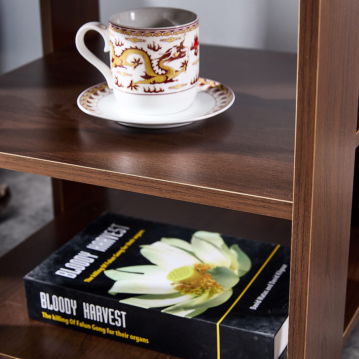 Aimerive 3-Tier End Table, Wooden Square nightstand, Modern Living Room side table, Sofa Side Table with Storage Shelves, Small Table for Bed Room, Easy Assembly (Brown)