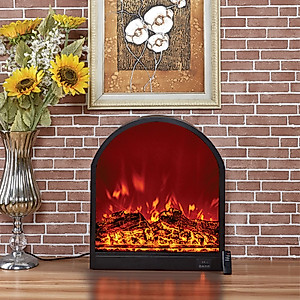 Kidozz Fireplace Recessed Simulated Fire Electronic Fireplace Core Arched Home Decor 1500W Heating Fireplace Touch and Remote Control