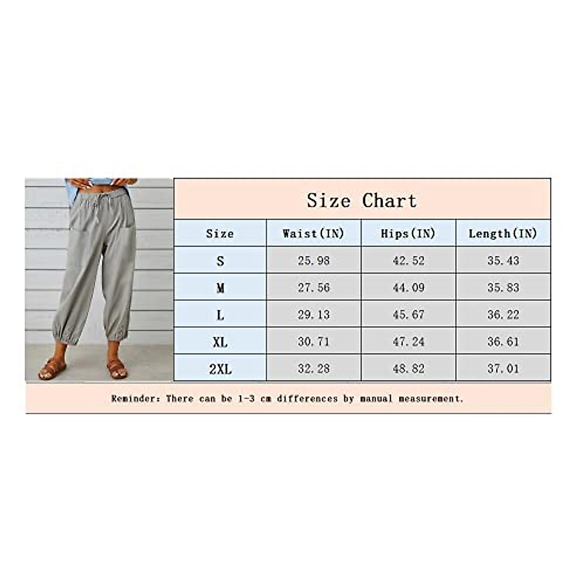 Womens Casual Capri Pants Elastic Waist Drawstring Summer Lounge Baggy Trousers Cinch Bottom Lantern Ankle Pants with Pockets