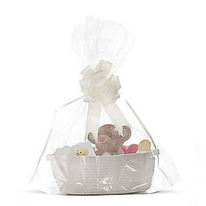 [5 PK] Bulk White Basket For Gifts Empty| Gift Basket| White Baskets, Bag, Bows| DIY White Gift Basket Kit| Christmas, Easter, Bridesmaid, Wedding| Gift to Impress-Upper Midland Products