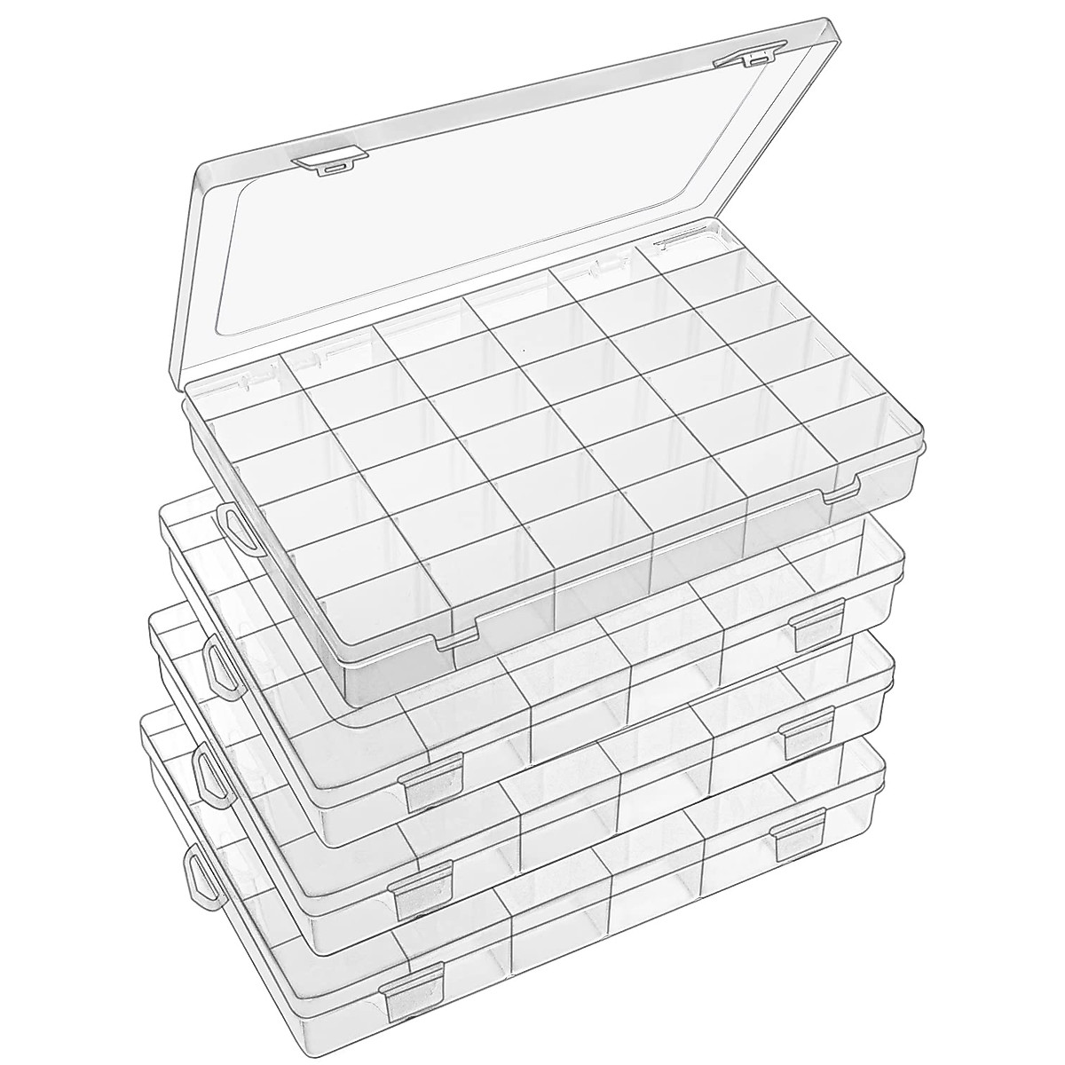 Sooyee 2 Pack 36 Grids Clear Plastic Organizer Box,Craft Organizers and Storage Container with Adjustable Dividers for Beads,Art DIY, Crafts, Jewelry, Screw,Fishing Tackle,Washi Tapes