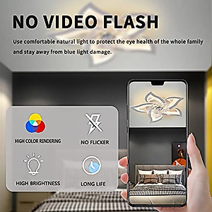 Bevenus Low Profile Ceiling Fan with Lights,110v Modern Dimmable Flower Shape Ceiling Light Fan with Remote Control/app Control,Timing 3 Gear Speeds Fan Ceiling Lamp.
