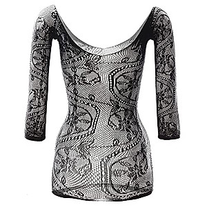 Vorifun Women Lingerie Rainbow Fishnet Babydoll Halter Stretch Chemise Mini Dress One Size