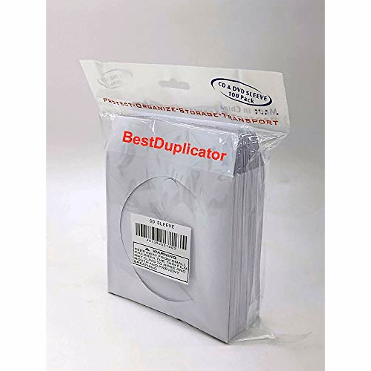 BestDuplicator White Cd/DVD Paper Media Sleeves Envelopes with Flap and Clear Window (Pack of 100)