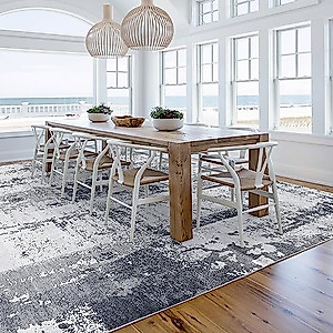 OMERAI Washable Rug 8'x10' Abstract Machine Washable Rugs Ultra-Thin Area Rugs for Living Room Non Slip Stain Resistant Modern Large Carpet for Bedroom Dining Room Office Grey Rug Washable (Grey)