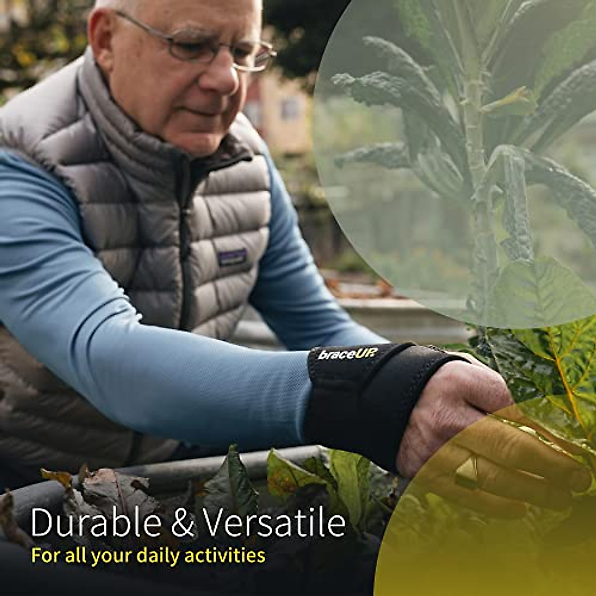 BraceUP Adjustable Wrist Wrap for Men and Women - Workouts Wrist Band, Carpal Tunnel Compression Wrist Brace, Tendonitis Wrist Splint, Left Right Hand One Size Adjustable (Black)