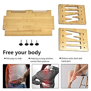 Foot Rest for Under Desk at Work, with 5 Adjustable Height Position Bamboo Foot Stool and Massage Roller & Non-Slip Bottom, Ergonomic Stool Relieves Swelling and Joint Inflammation at Home, Office