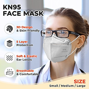 KN95 Face Mask Disposable Adults - 100 Pack Adjustable KN95 Mask 5 Layer Protection Breathable Comfortable Respirator Women Men KN95 Face Mask Individually Wrapped