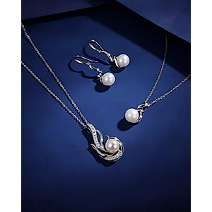 FANCIME June Birthstone Necklace Phoenix Pearl Necklace 9-10mm Genuine Freshwater Pearl in Sterling Silver Fine Jewelry for Women