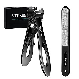 Nail Clippers for Thick Nails -Stainless Steel Heavy Duty, Wide Mouth Professional Fingernail and Toenail Clippers Set for Men, Women & Seniors,Black