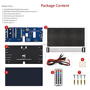 XYGStudy RGB Full-Color Multi-Features Digital Clock for Raspberry Pi Pico, 64×32 Grid, Accurate RTC