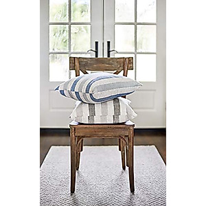 Klear Vu Liza Coastal Linen Decorative Throw Pillow, 18" x 18", Set of 2, 2 Count (Pack of 1), Stripe Blue