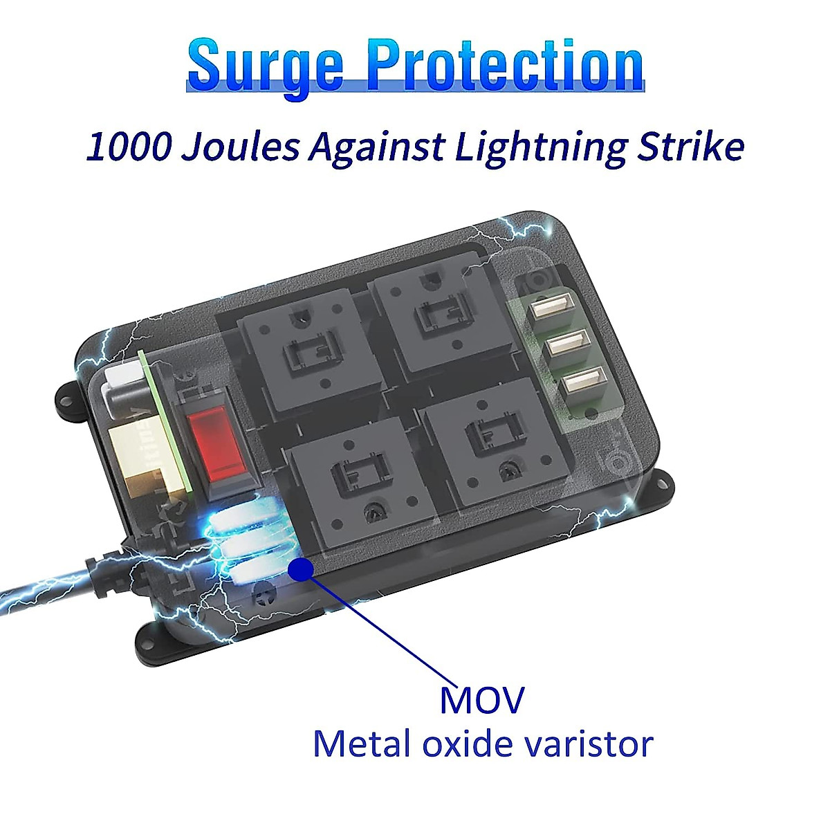 Outdoor Power Strip Weatherproof with 4 Outlets, Outdoor Surge ...