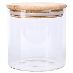 Lawei 4 Pack Glass Storage Jars with Sealed Bamboo Lids - 18.6 FL OZ Clear Glass Bulk Food Storage Canister for Serving Tea, Coffee, Spice, Candy, Cookie